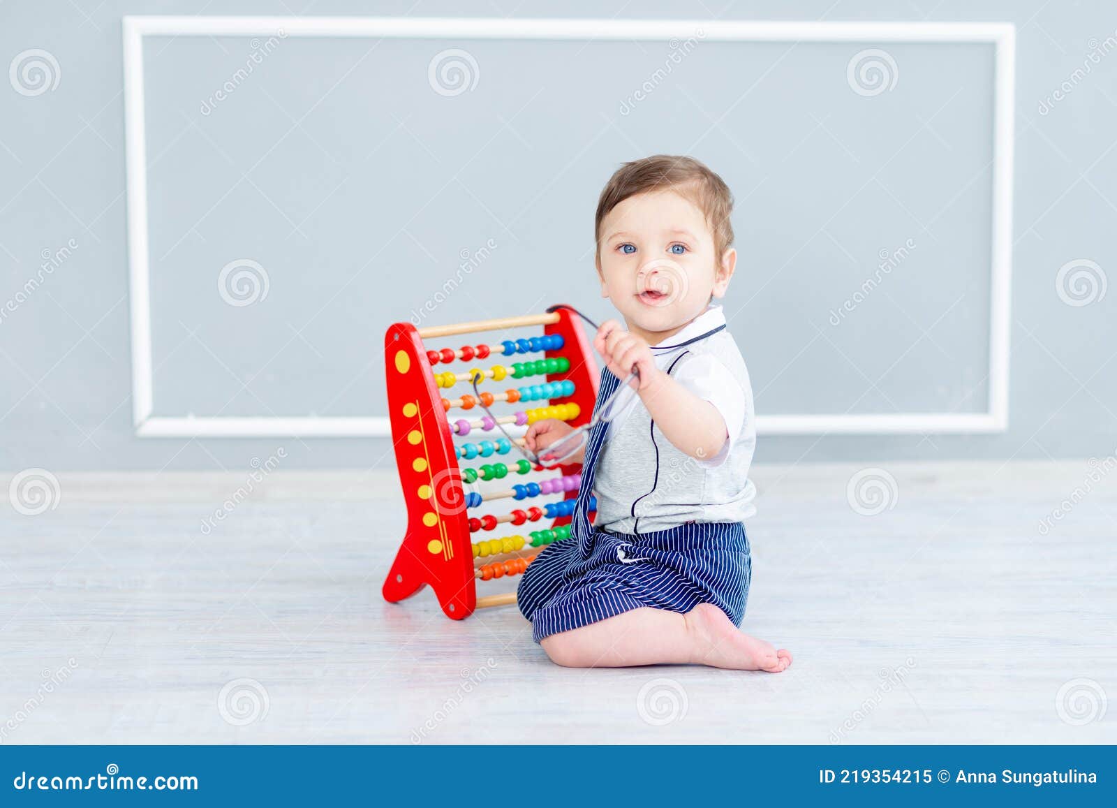 Infant with Glasses Sitting with Bills, Preschool Education and ...