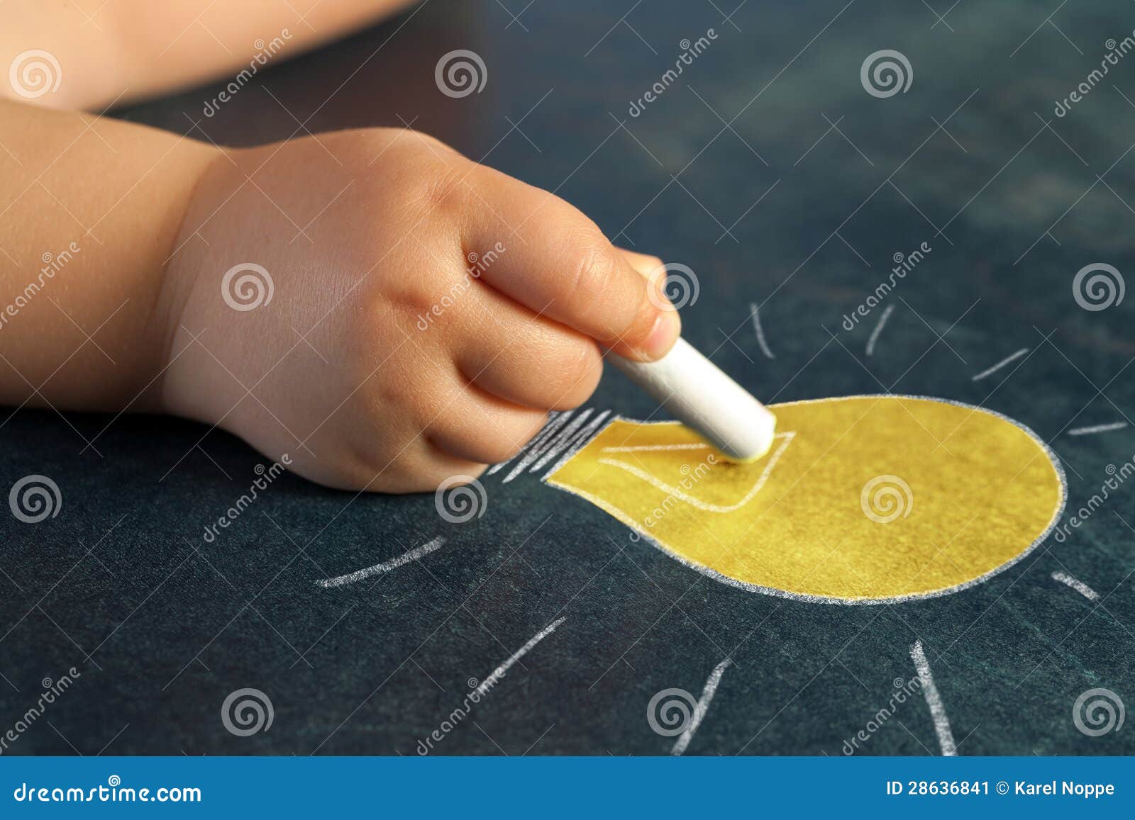 Infant Hand Drawing a Light Bulb. Stock Image - Image of concept, chalk ...