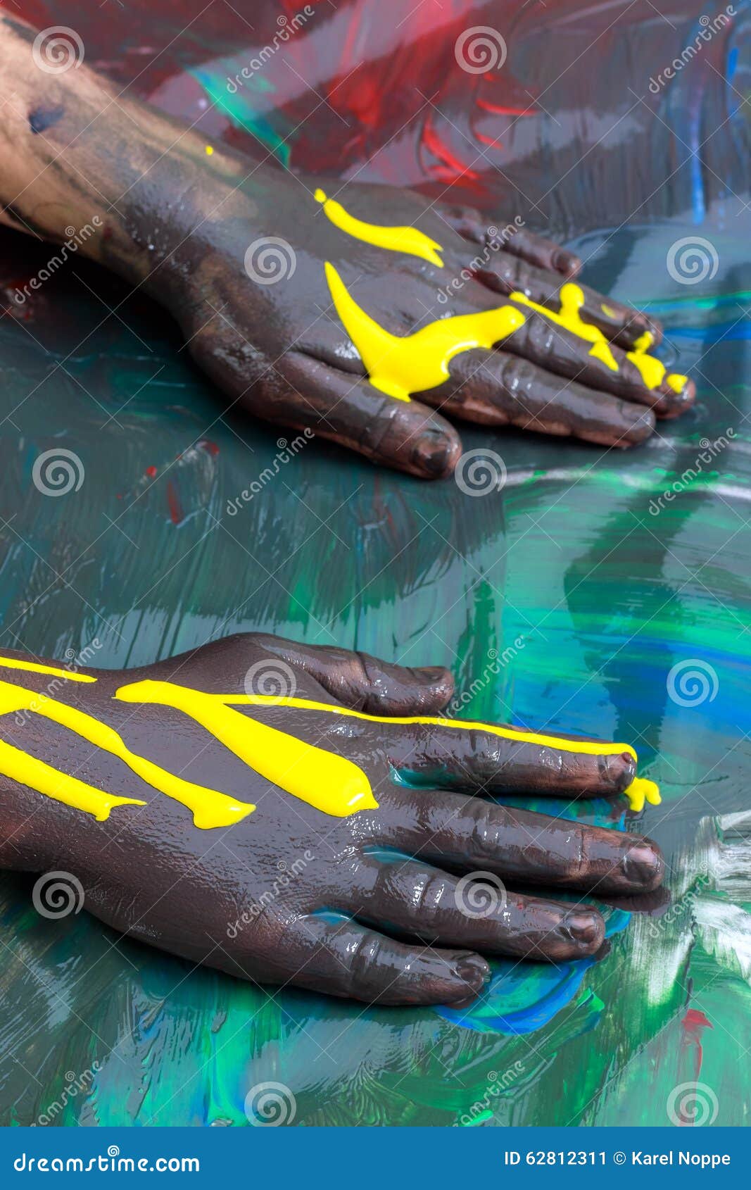 Infant hands painting. stock image. Image of child, happiness - 62812311