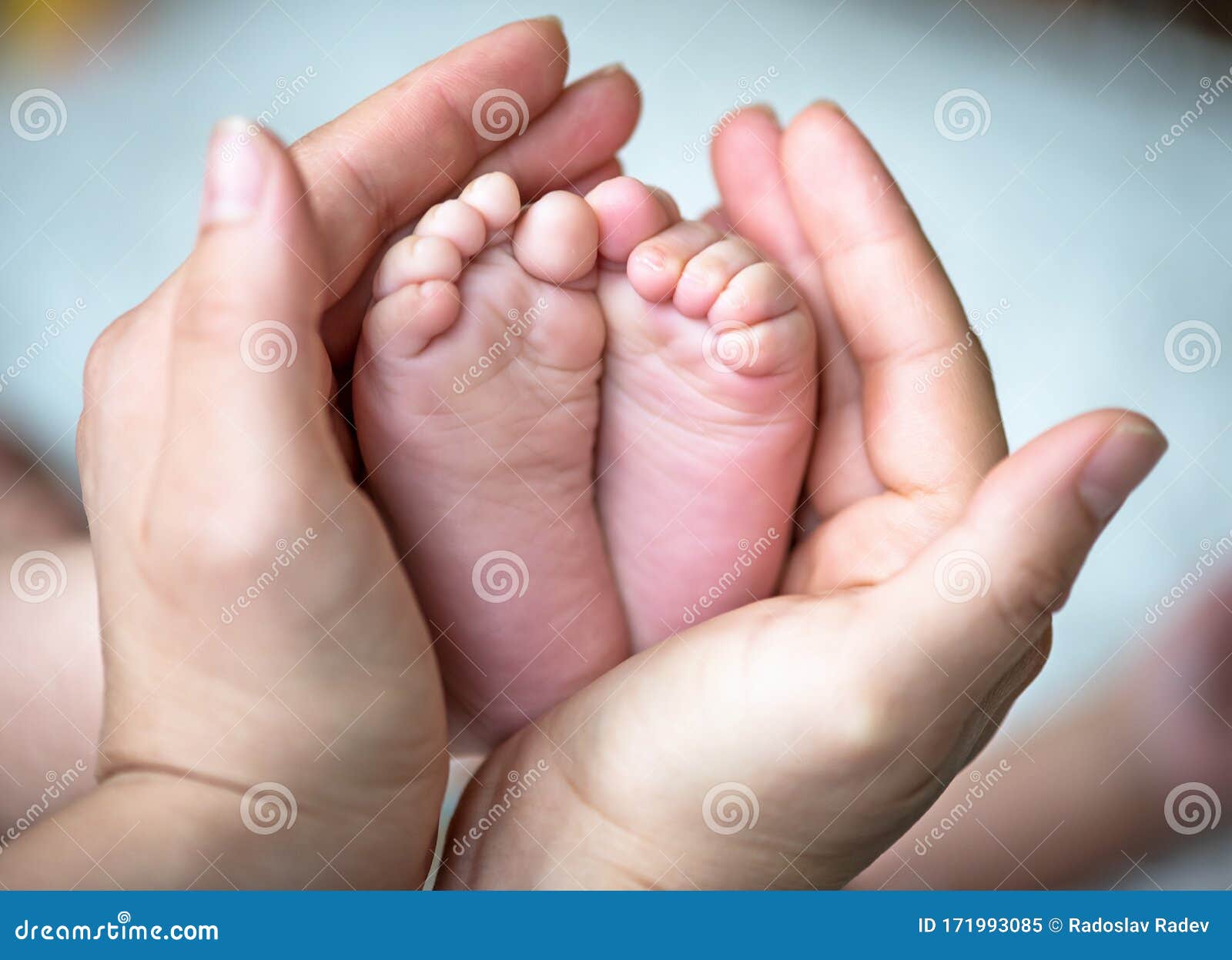 Infant Heels in Mother`s Hands. Stock Image - Image of foot, health ...