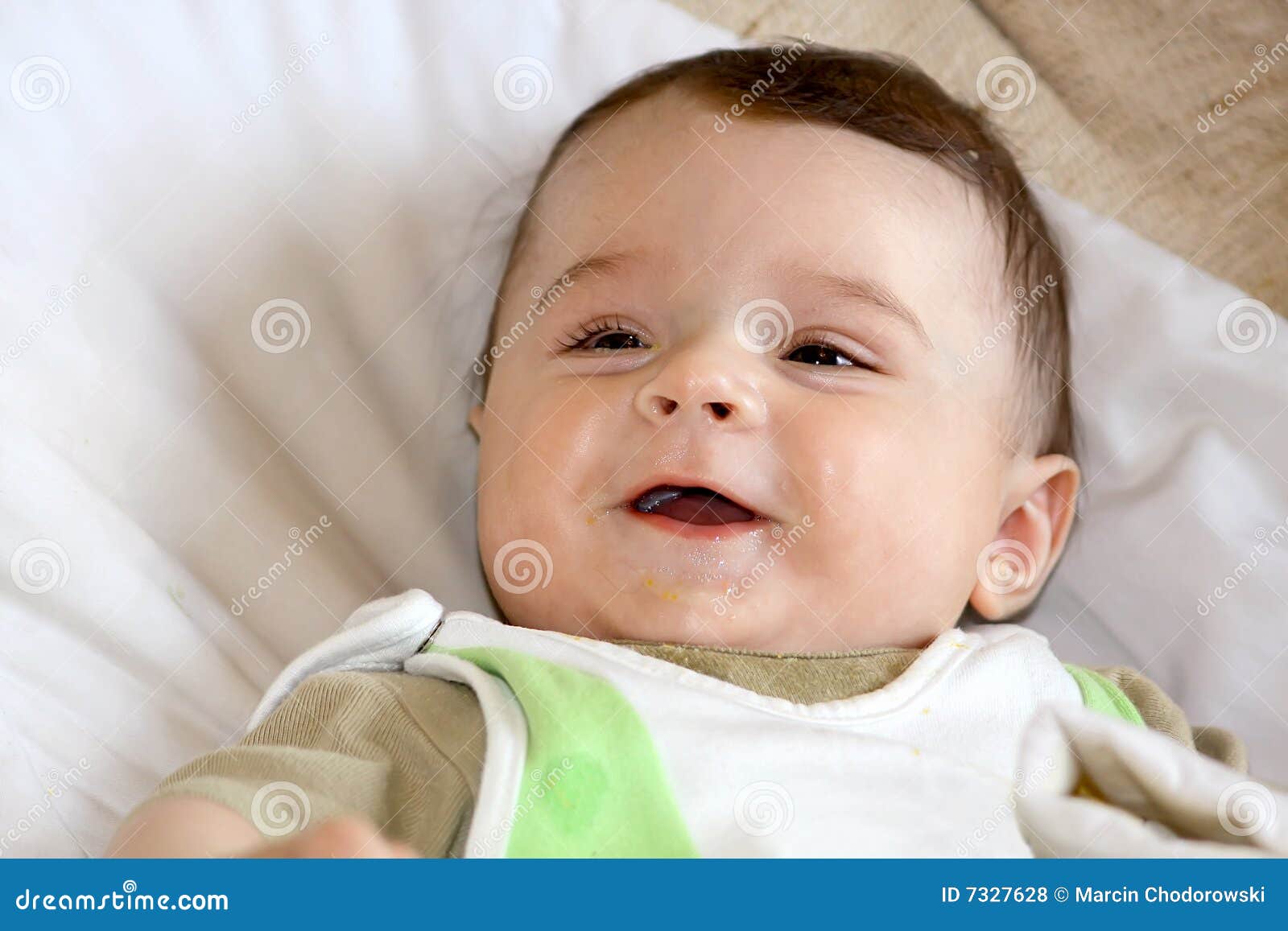 Infant smile. stock photo. Image of feed, hand, mother - 7327628