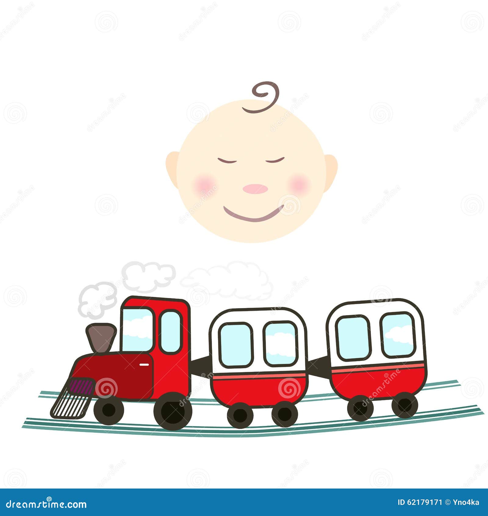 Infant with Train Hand-drawn Illustration Stock Illustration ...