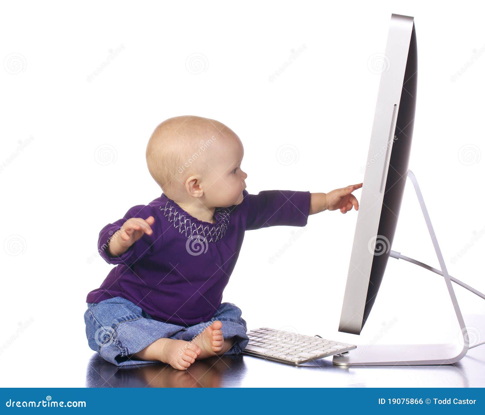 Infant typing on computer stock photo. Image of shot - 19075866