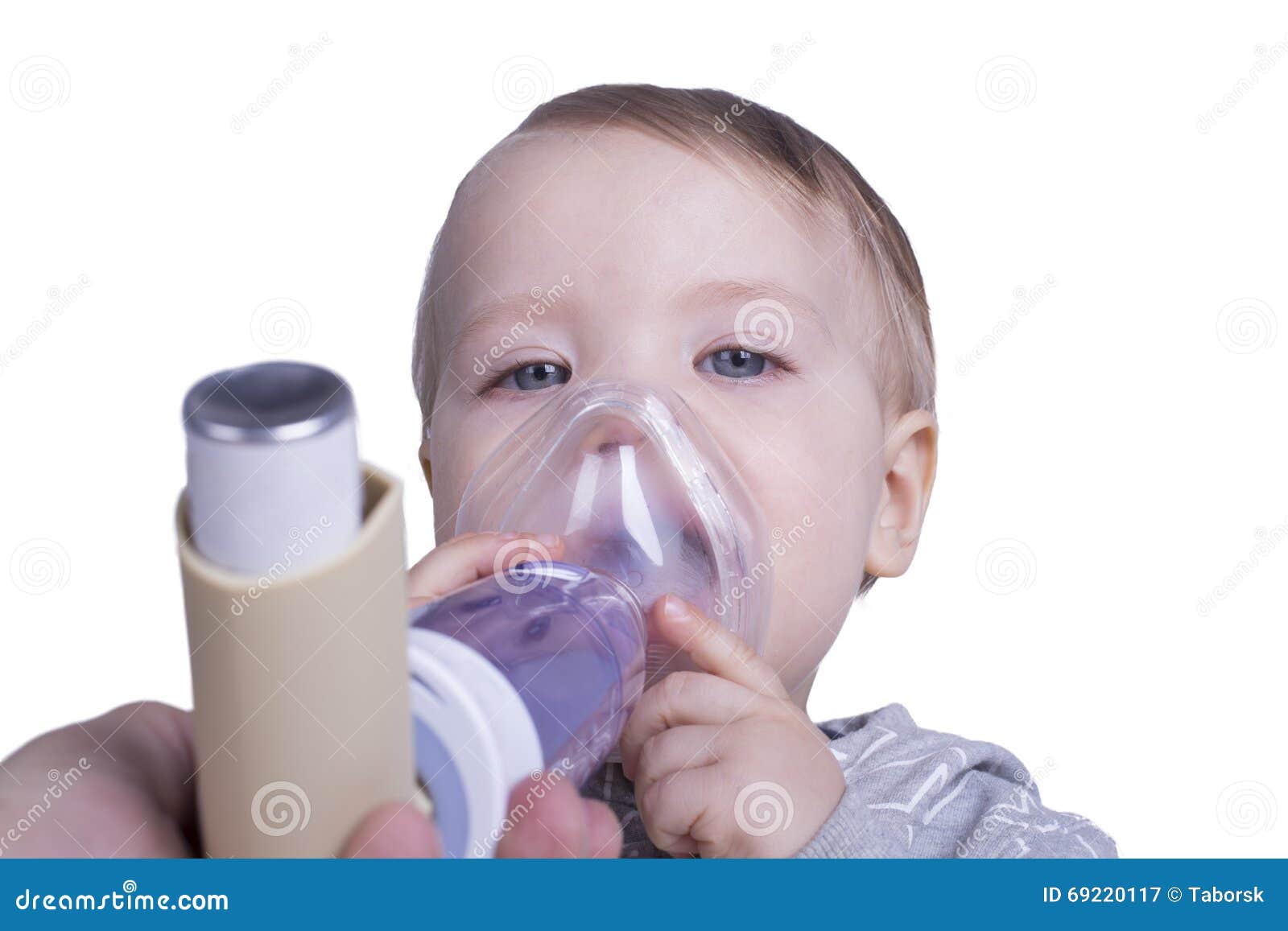 Infant Using Asthma Inhalator Stock Image - Image of caucasian ...
