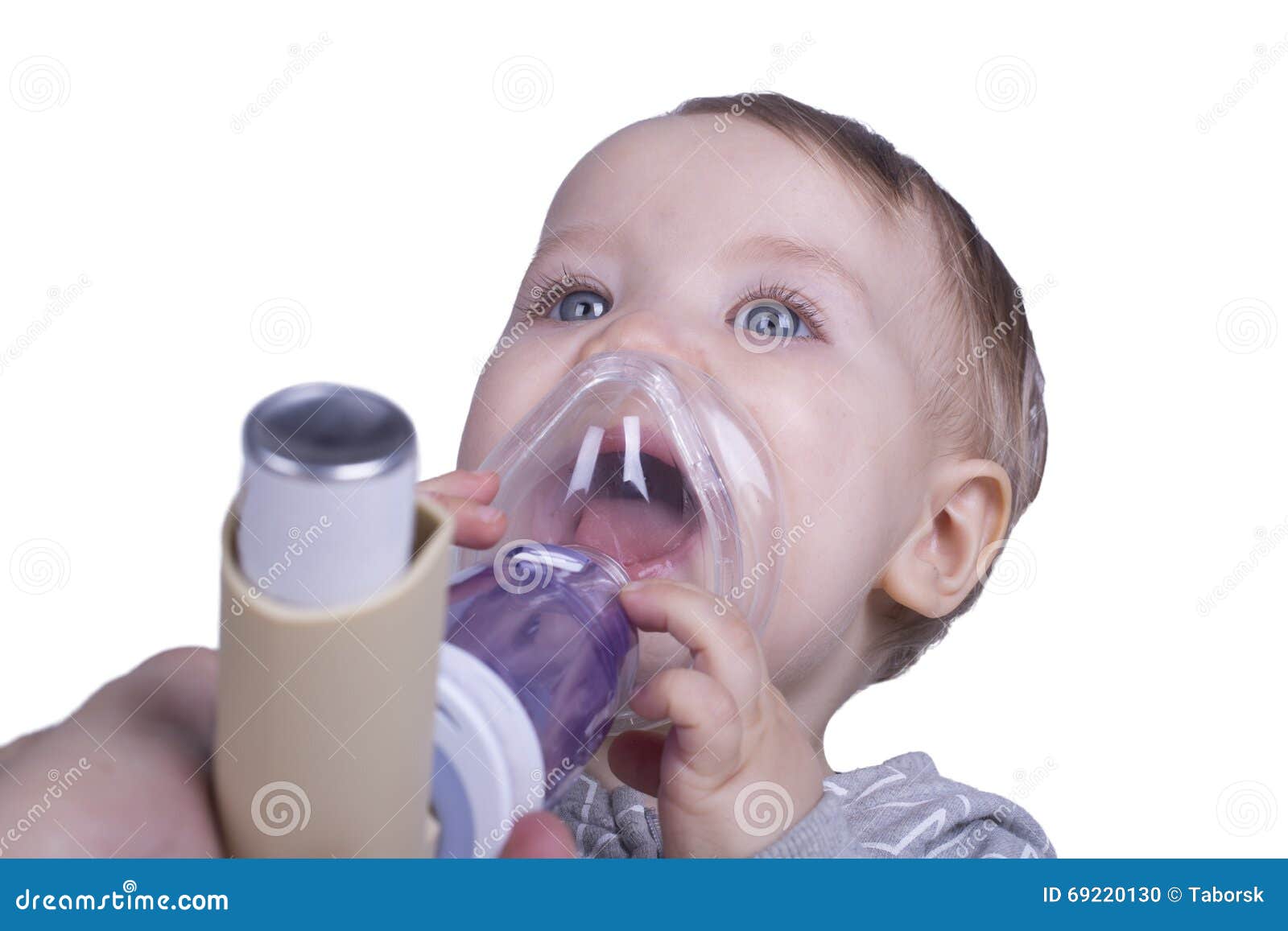 Infant Using Asthma Inhalator Stock Photo - Image of health, home: 69220130