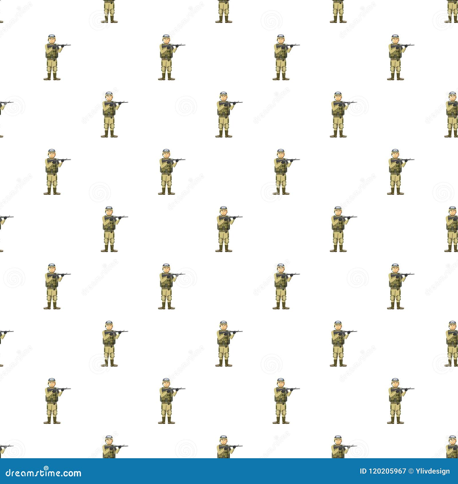 Infantryman With Weapons Pattern Cartoon Vector | CartoonDealer.com ...