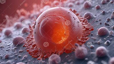 Infected Human Blood Cells Under a Microscope Stock Illustration ...