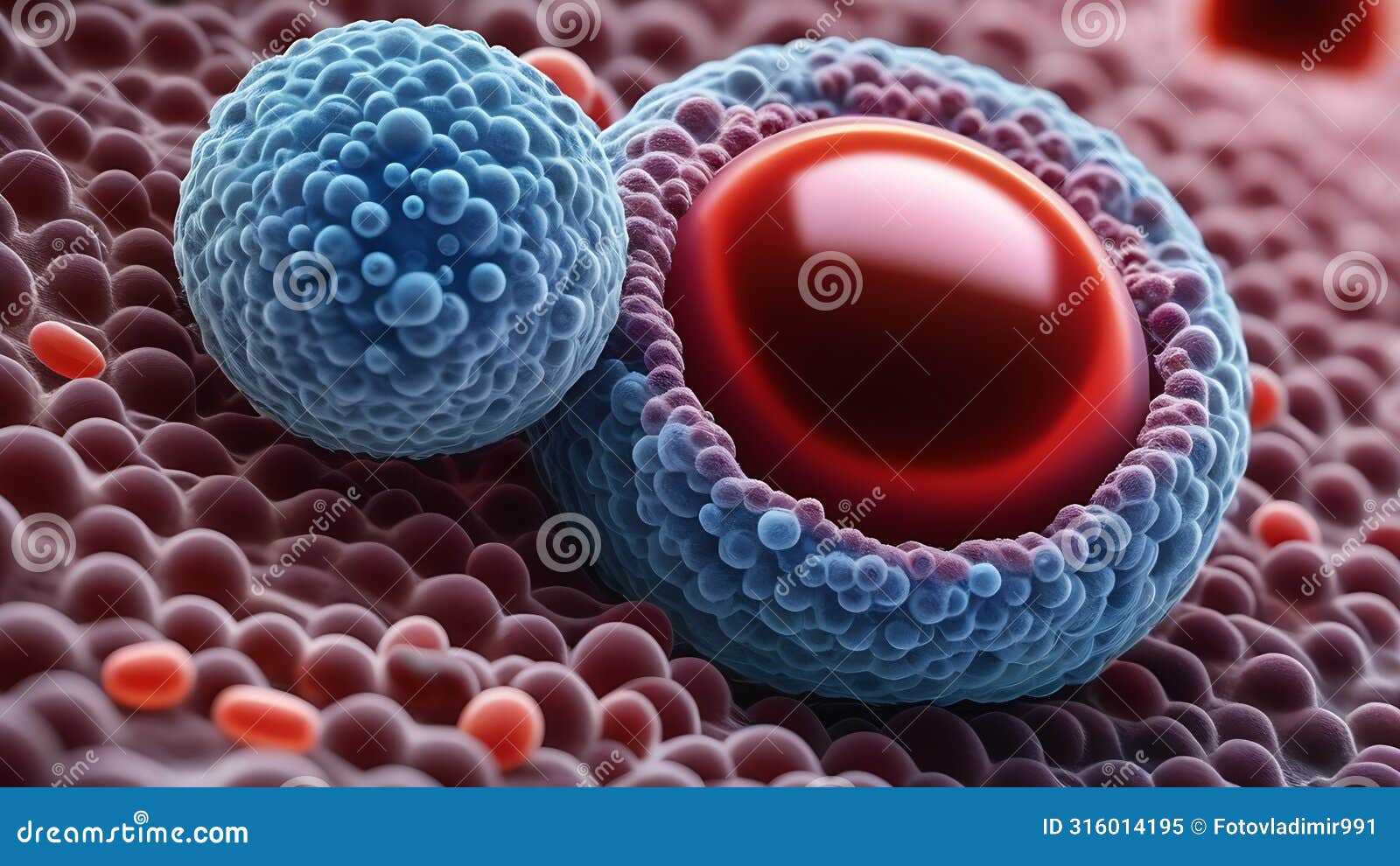 Infected Human Blood Cells Under a Microscope Stock Illustration ...