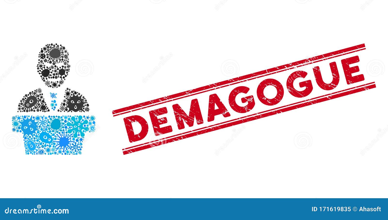Infected Mosaic Demagogue Icon And Textured Demagogue Stamp With Lines ...