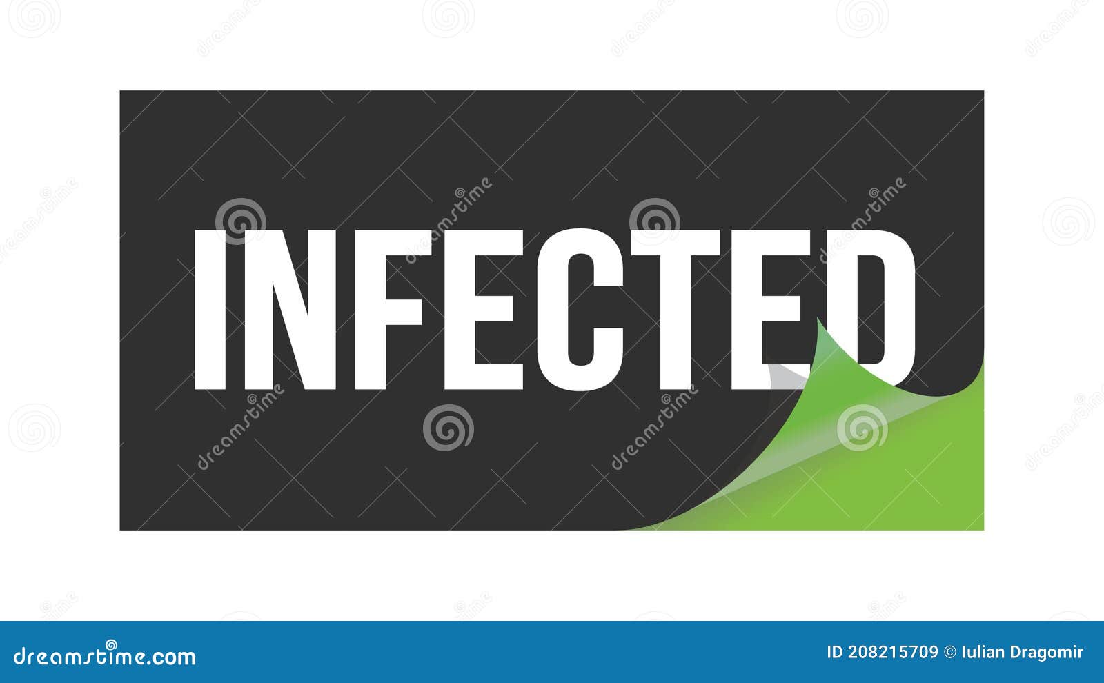 INFECTED Text Written on Black Green Sticker Stock Illustration ...