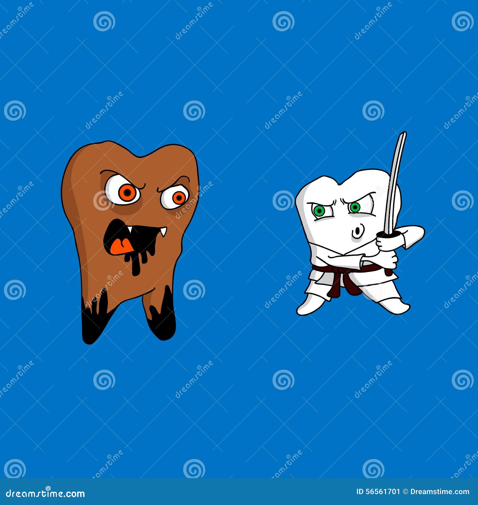 Infected Tooth And Healthy Teeth Cartoon Vector | CartoonDealer.com ...