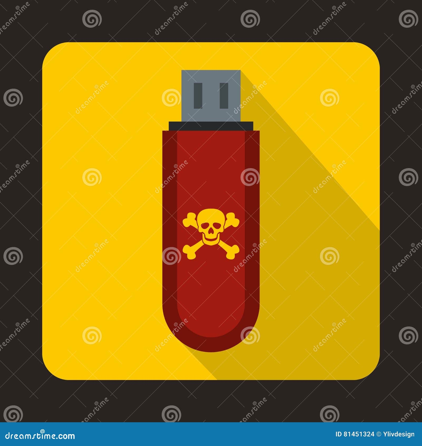 Infected USB Flash Drive Icon, Flat Style Stock Vector - Illustration ...