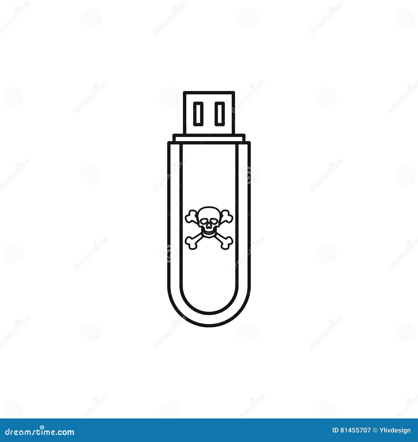 Infected USB Flash Drive Icon, Outline Style Stock Vector ...