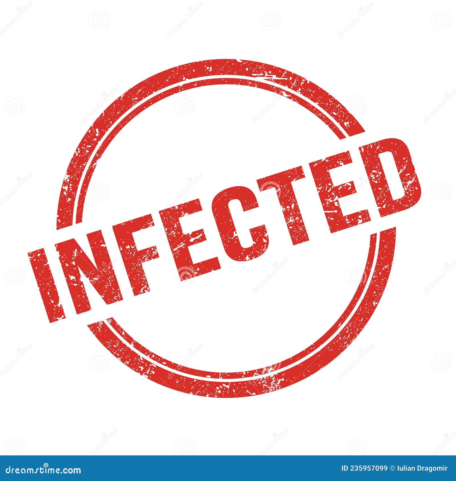 INFECTED, Word on Red Round Stamp Stock Illustration - Illustration of ...