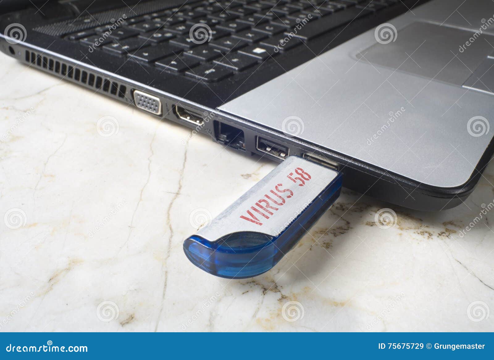 Infecting a Laptop with a Usb Data Stick Stock Image - Image of threat ...
