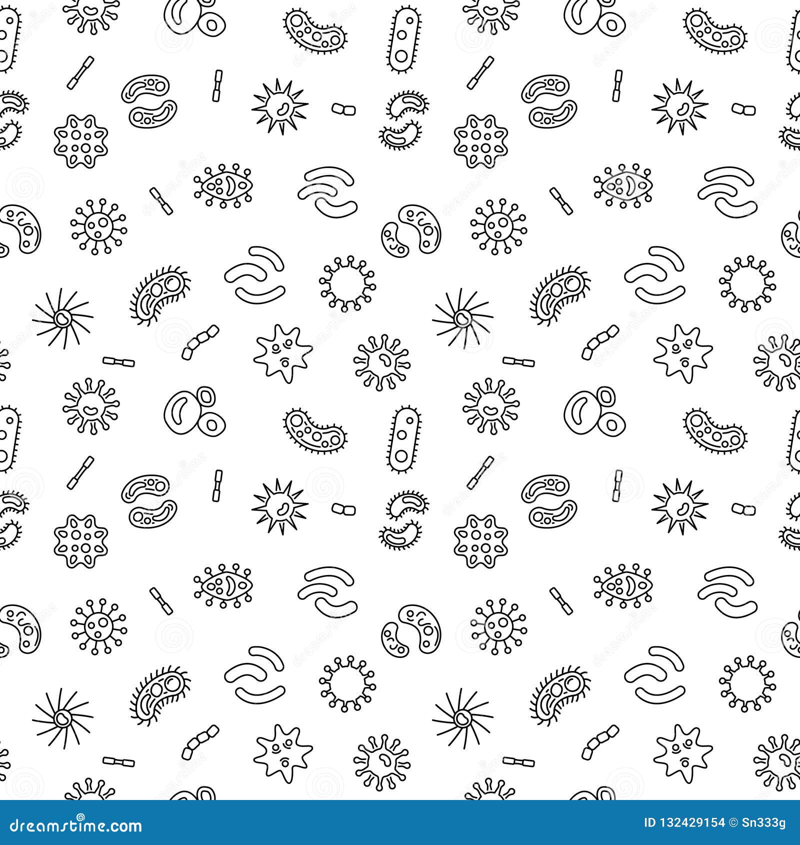 Infection Bacteria and Virus Vector Minimal Seamless Pattern Stock ...