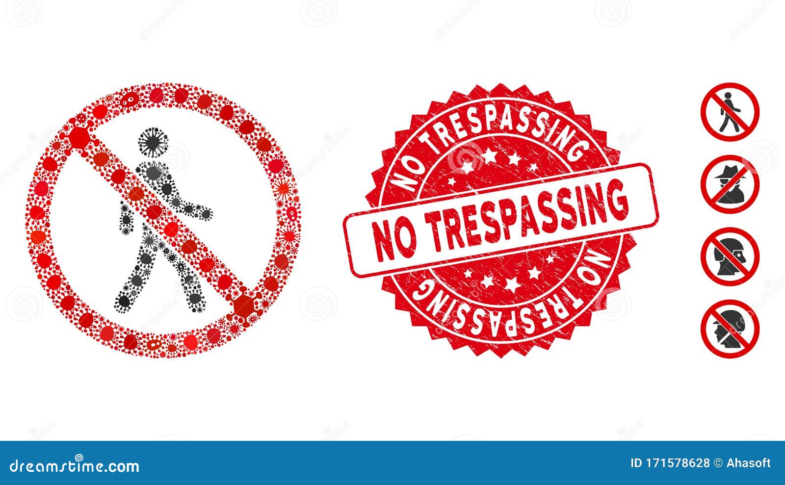 Infection Collage No Trespassing Icon with Distress Round No ... Infection Collage No Trespassing Icon with Distress Round No ...