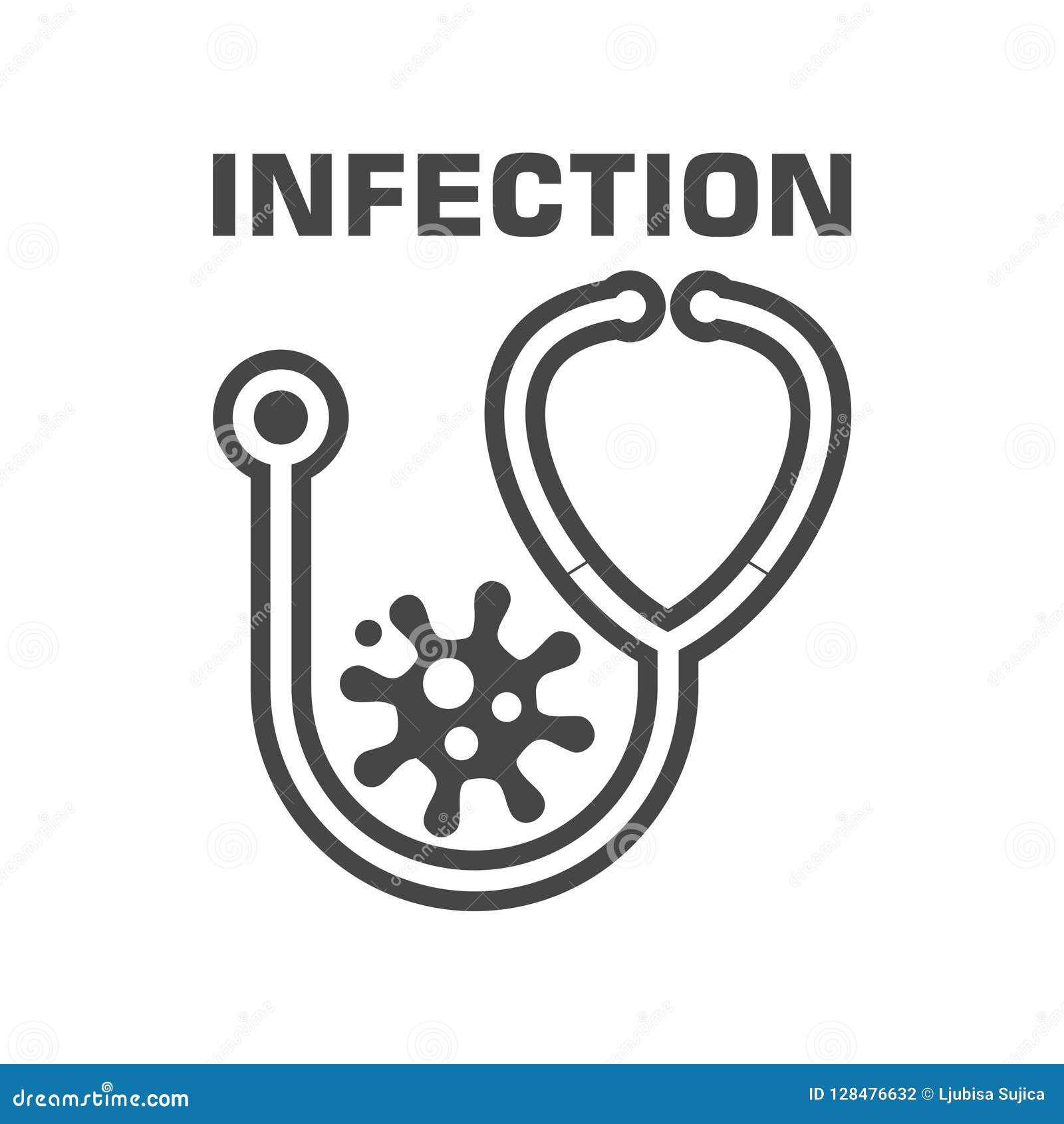 Infection Icon, Stethoscope Icon Stock Vector - Illustration of disease ...