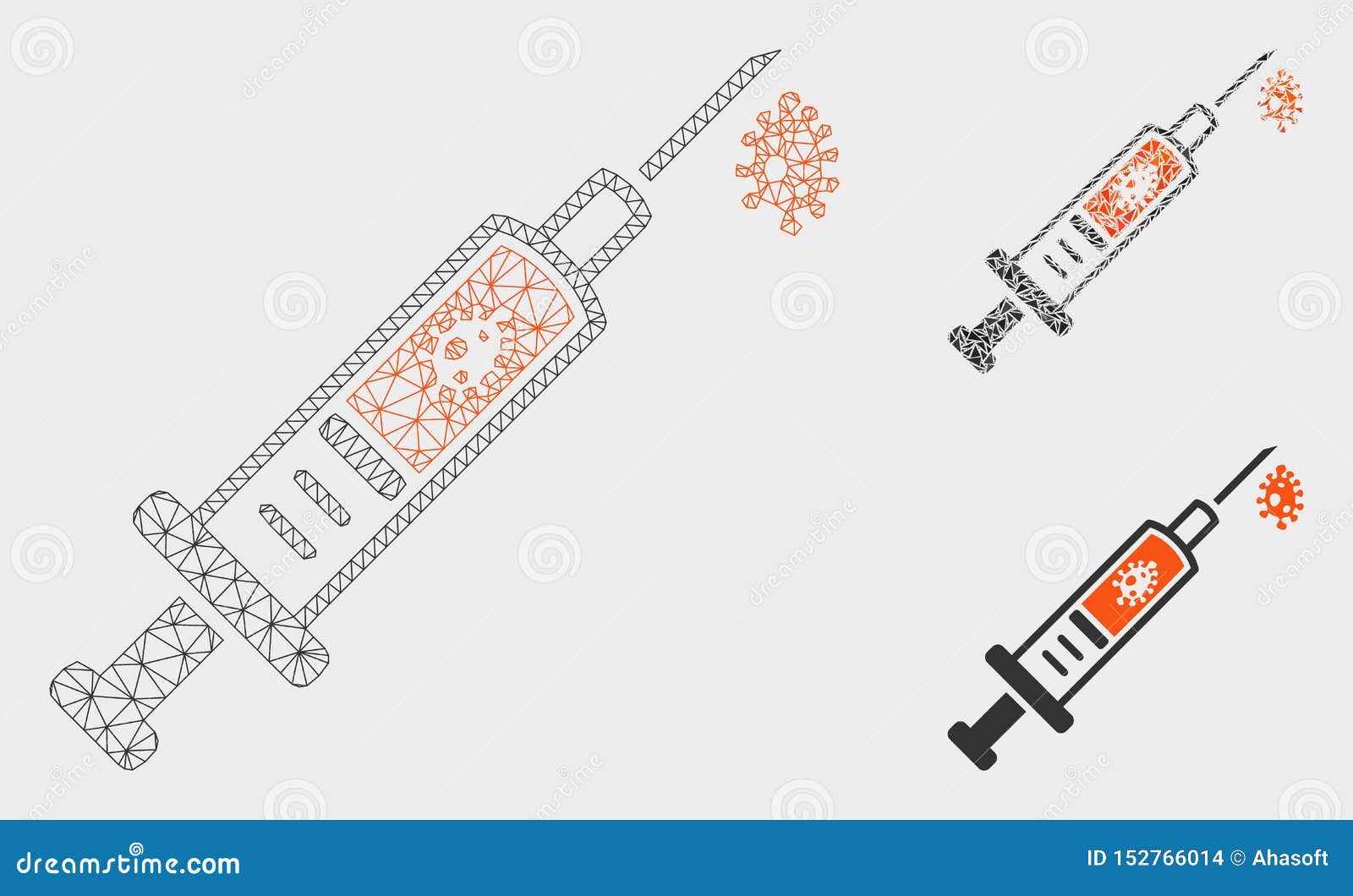 Infection Injection Vector Mesh Network Model and Triangle Mosaic Icon ...