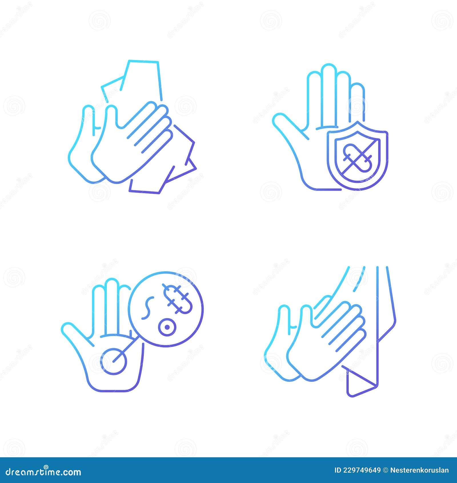 Infection Prevention Gradient Linear Vector Icons Set Stock Vector