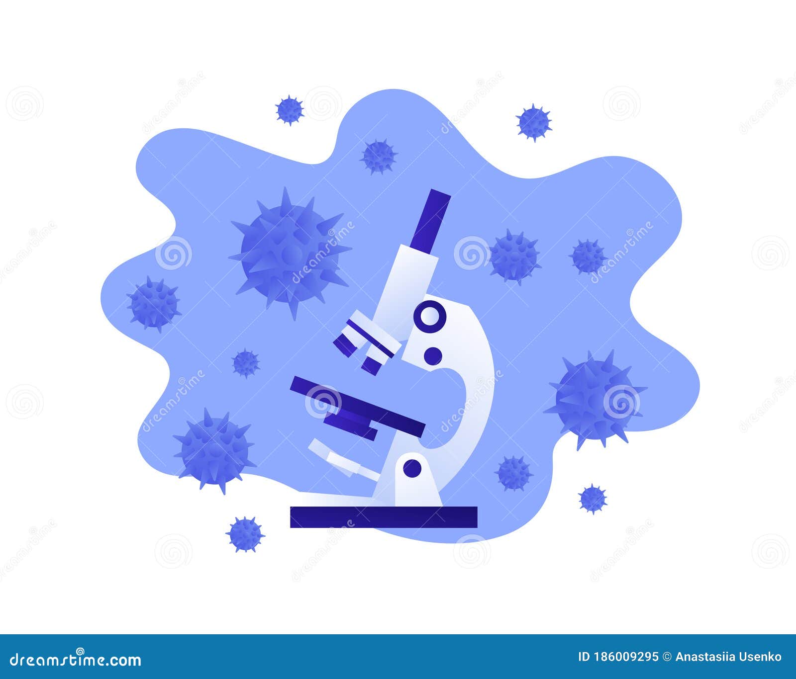 Infection Study Concept. Vector Flat Illustration. Microscope and Virus ...