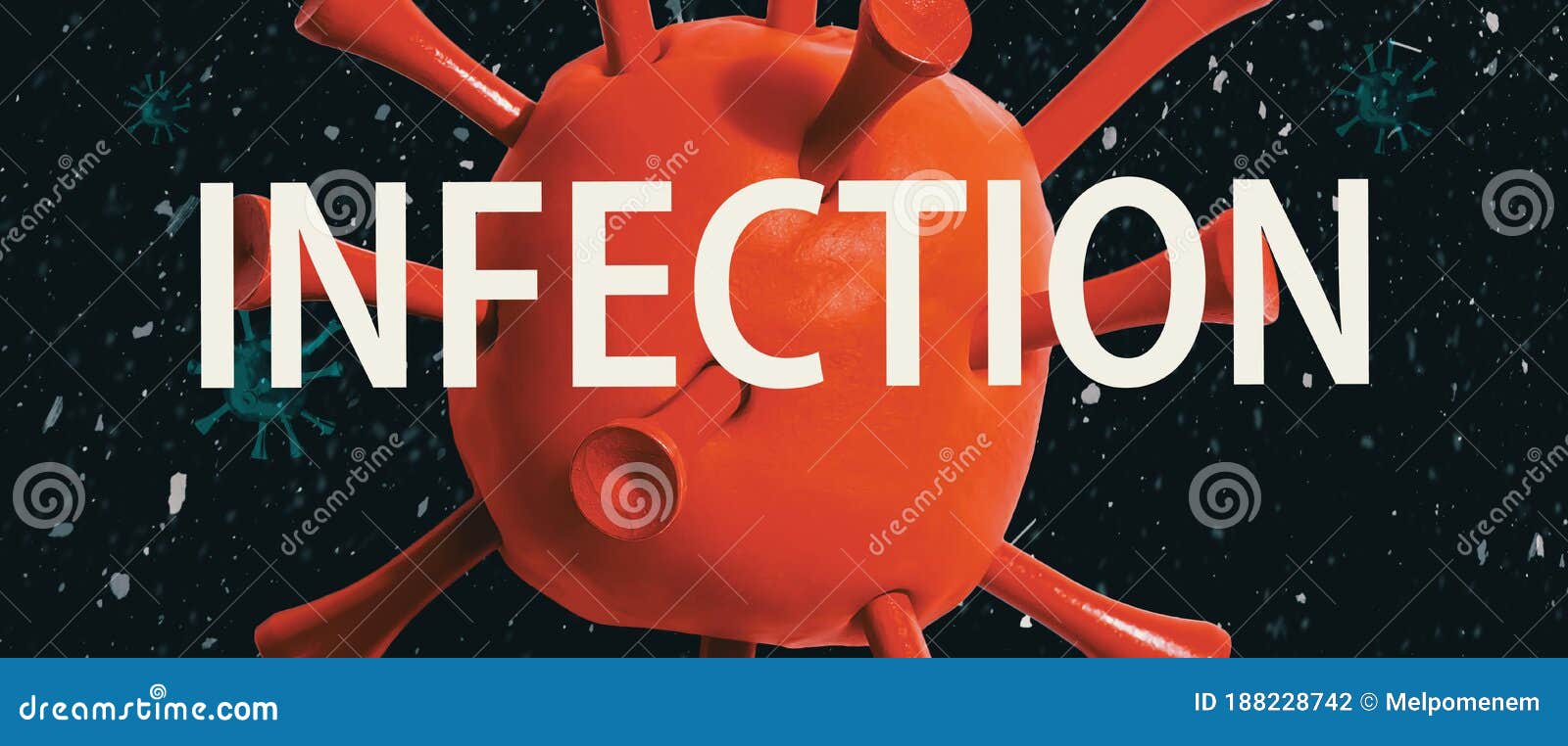 Infection Theme with a Red Virus Stock Illustration - Illustration of ...