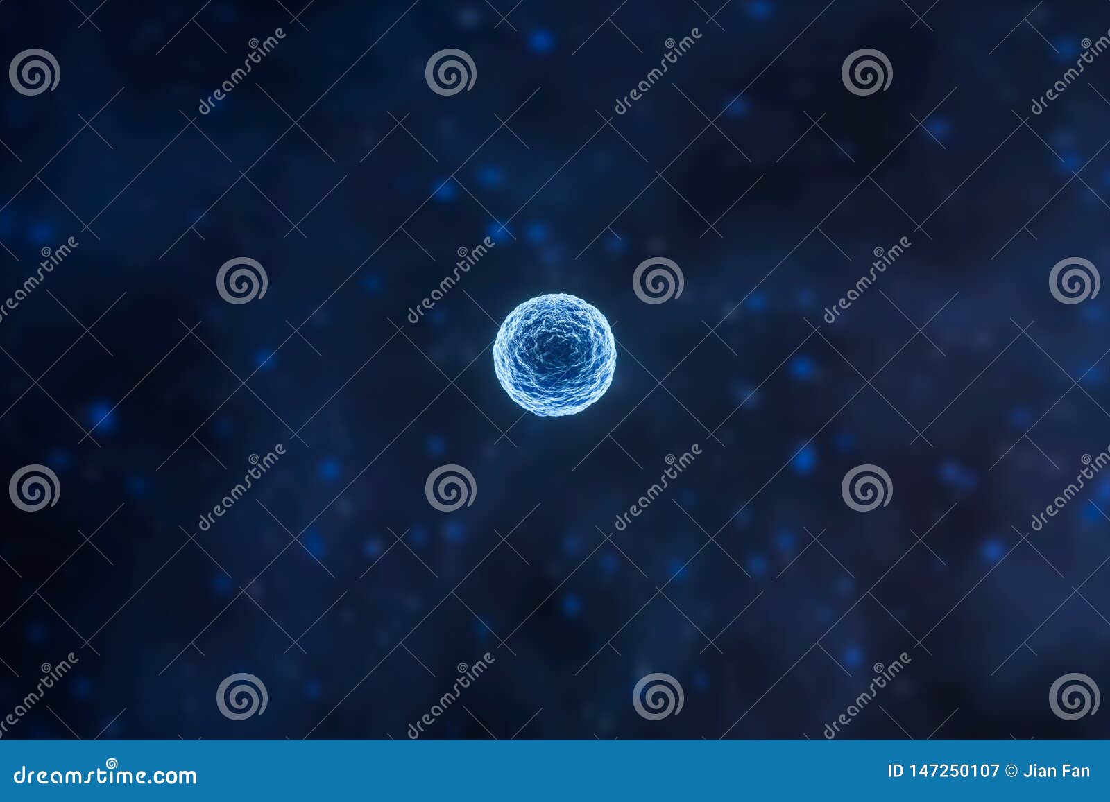Infectious Virus with Surface Details on Blue Background, 3d Rendering ...