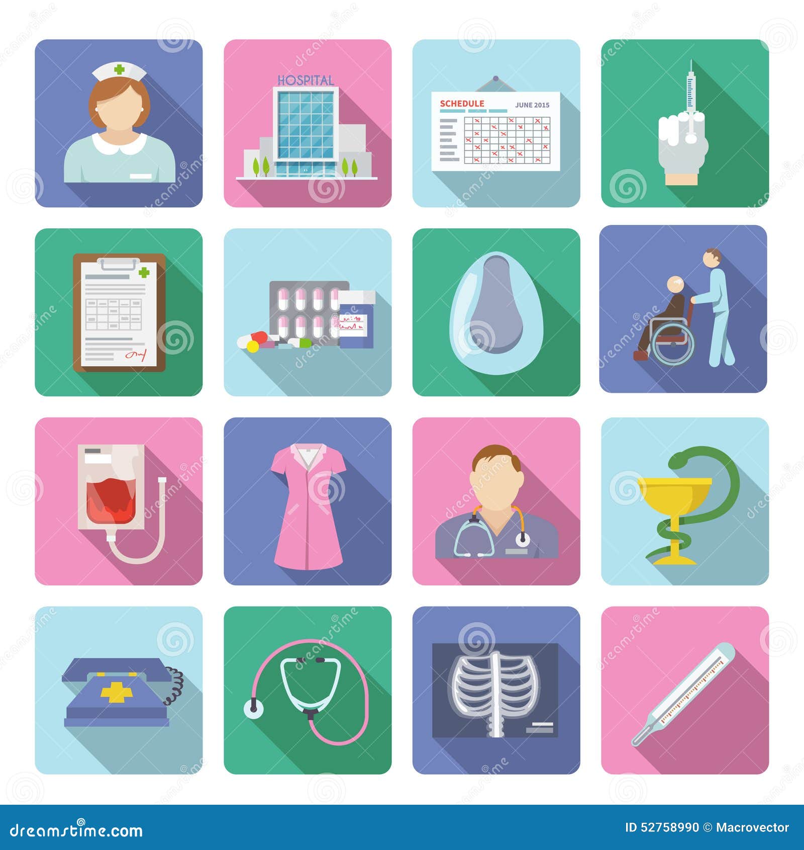 Infermiere Icon Flat Set illustrazione vettoriale. Illustrazione di ...