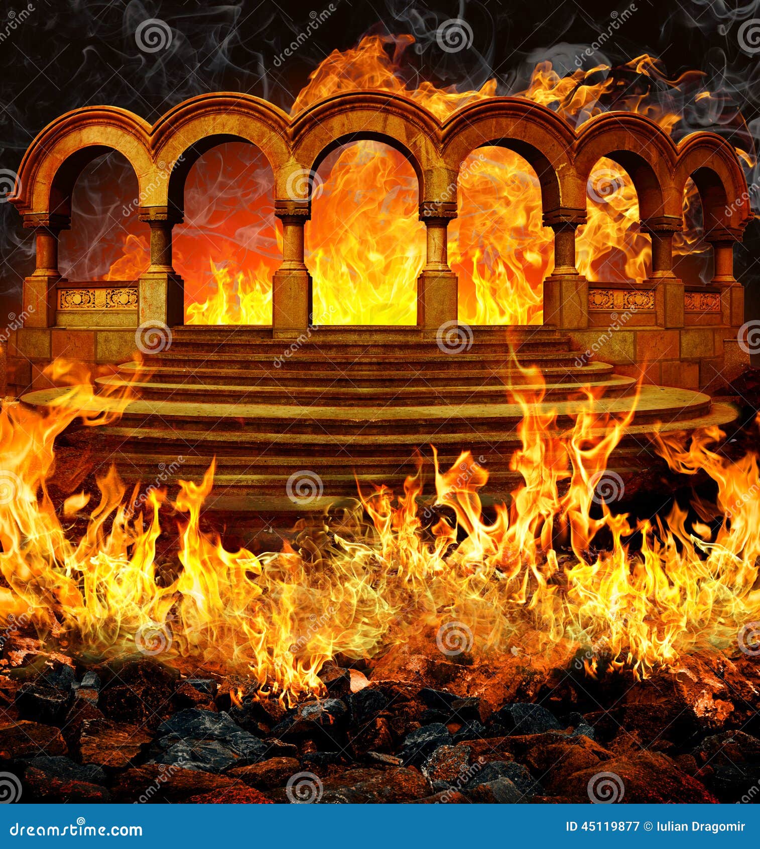 Inferno ilustração stock. Ilustração de inferno, fumo - 45119877