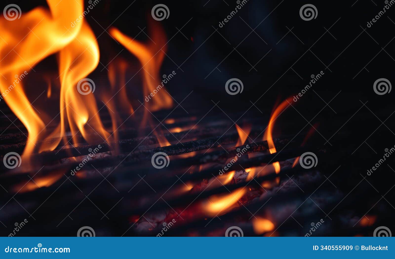 Inferno Flames Dance on the Grill Stock Illustration - Illustration of ...