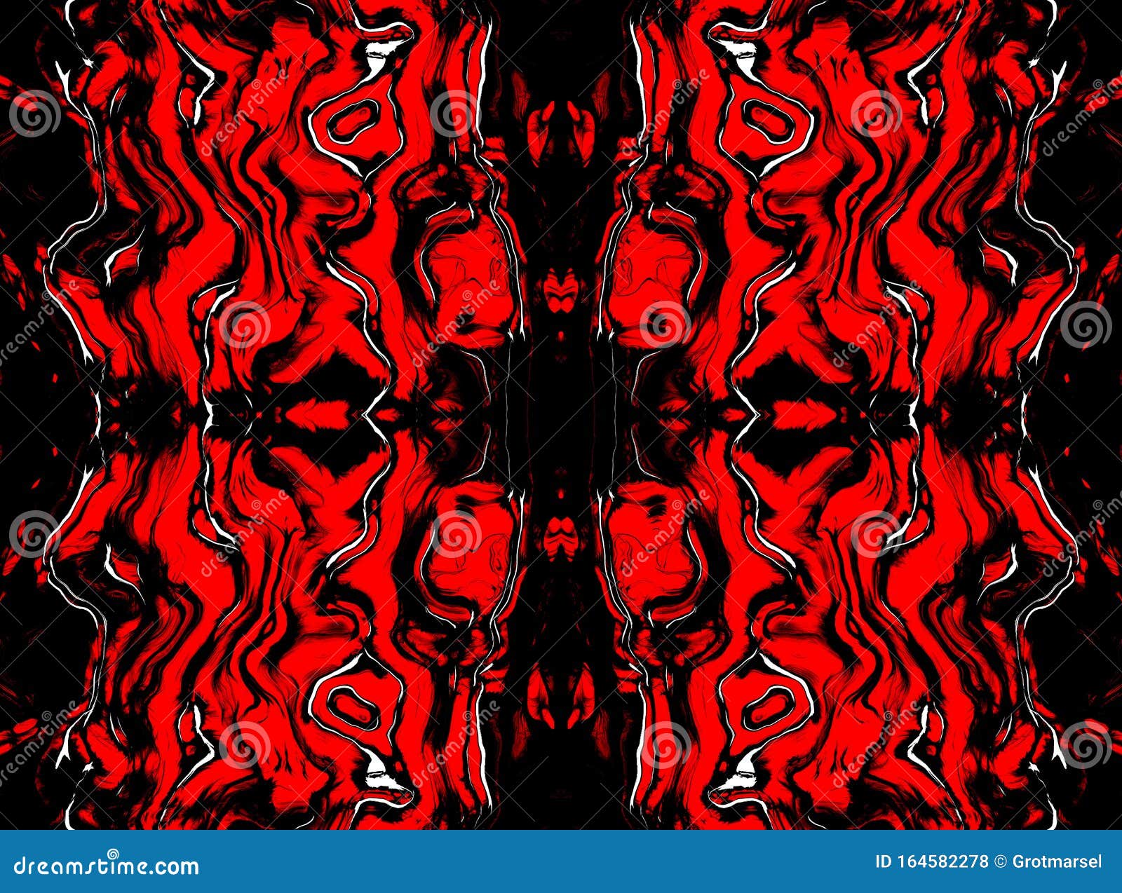 Inferno Red and Black Pattern. Symmetrical Abstract Comic Background ...