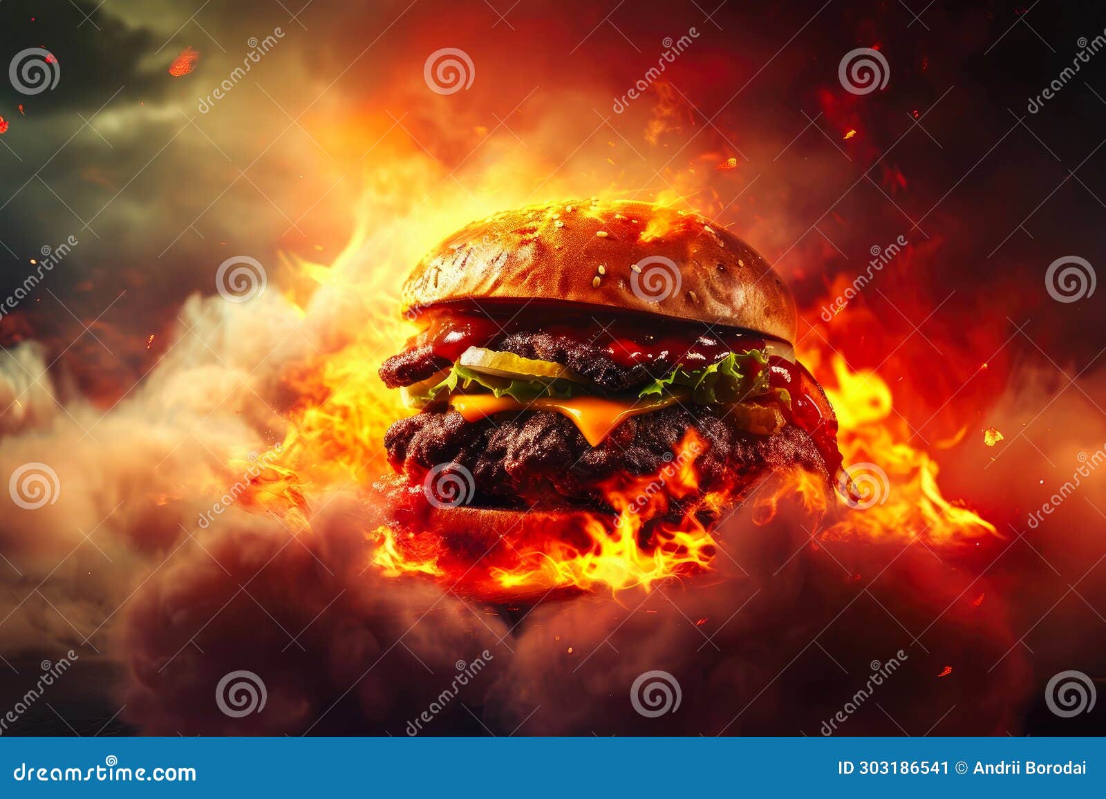 Inferno S Signature Dish: Devilish Burger. Stock Illustration ...