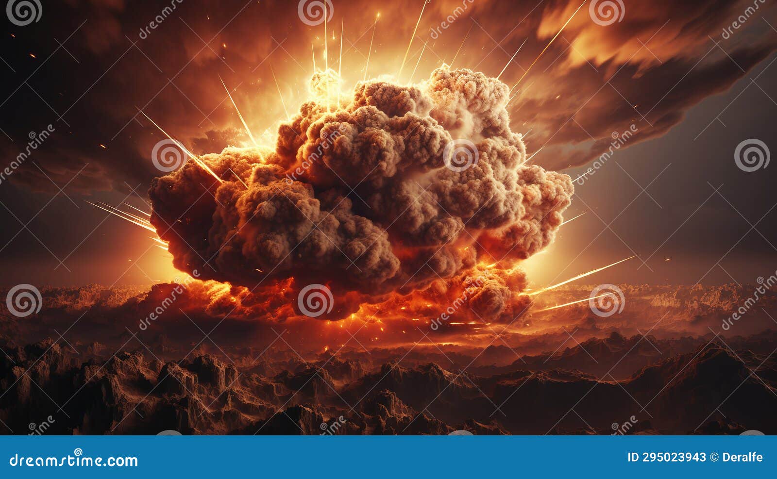 Inferno Unleashed: Massive Explosion with Smoke and Fire in the Sky Stock Image - Image of cloud ...