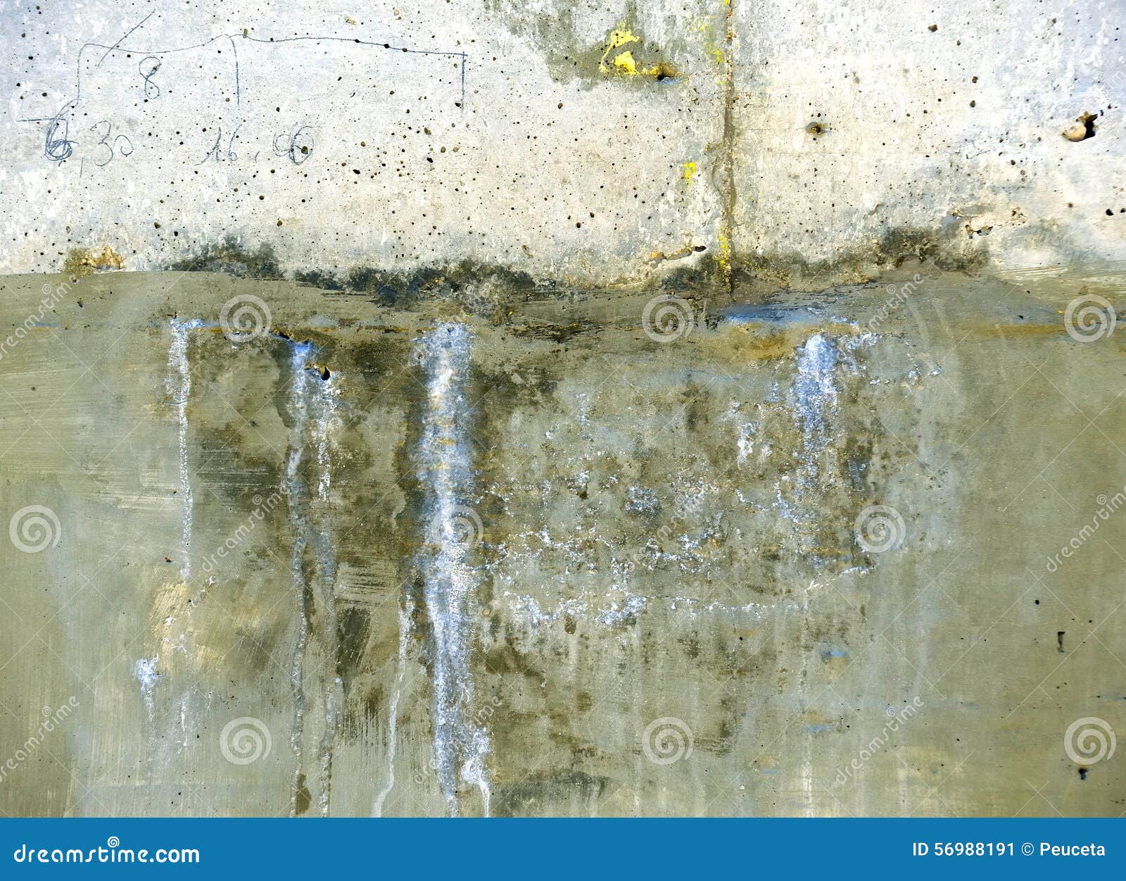 Infiltrations of Water in a Concrete Wall Stock Image - Image of ...