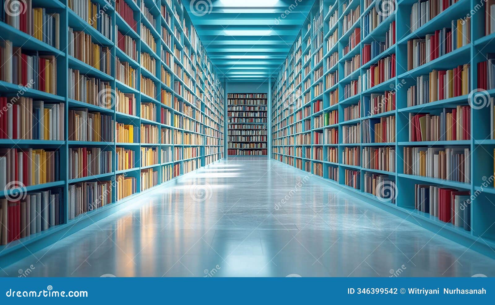 Infinite Aisles of Knowledge: a Serene Library Perspective Stock ...
