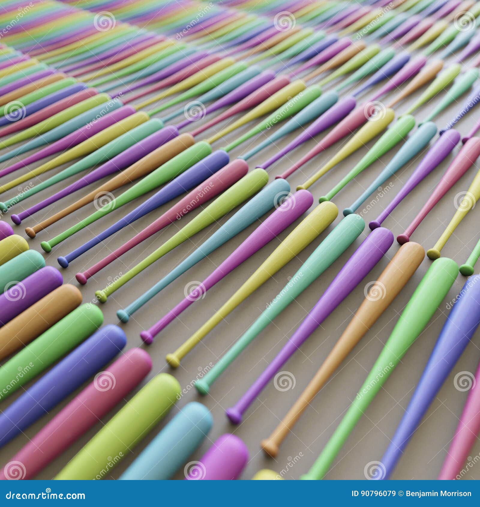 Infinite Array of Vibrantly Colored Baseball Bats Stock Illustration ...
