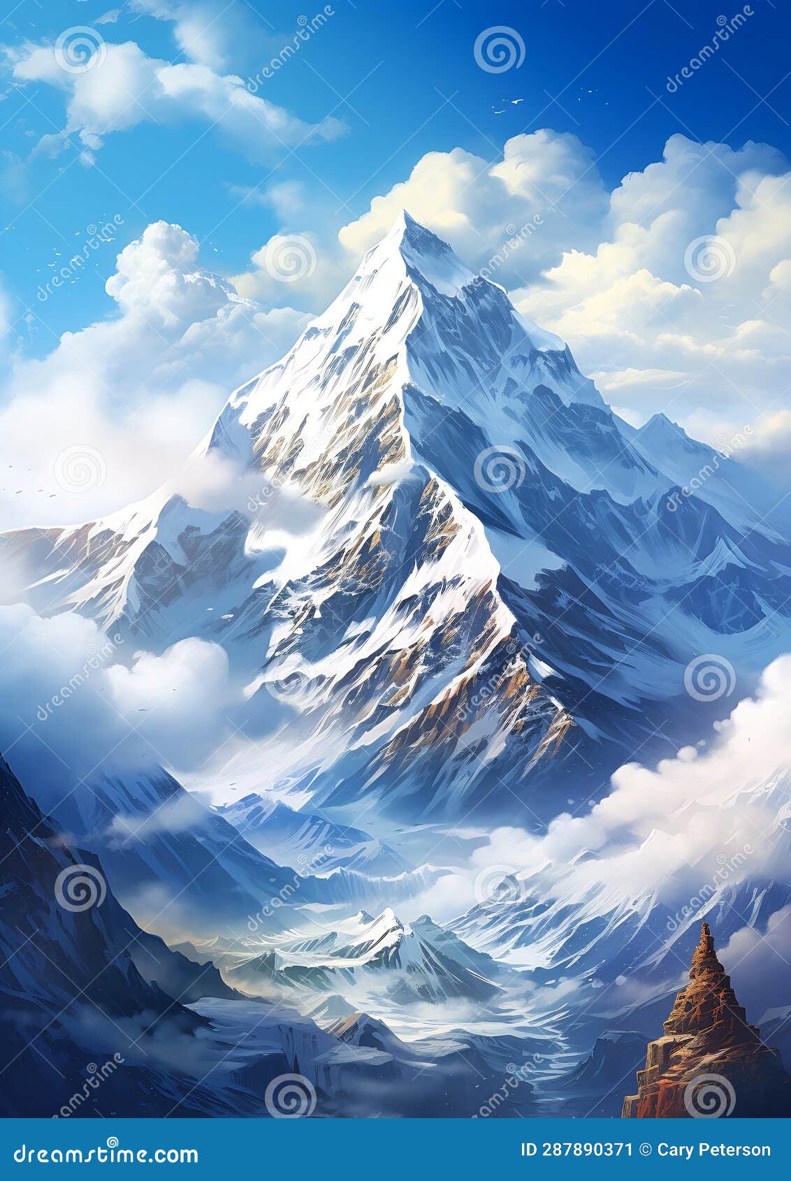 The Infinite Ascent: a Studio Key Visual of an Elf Climbing a Sn Stock ...