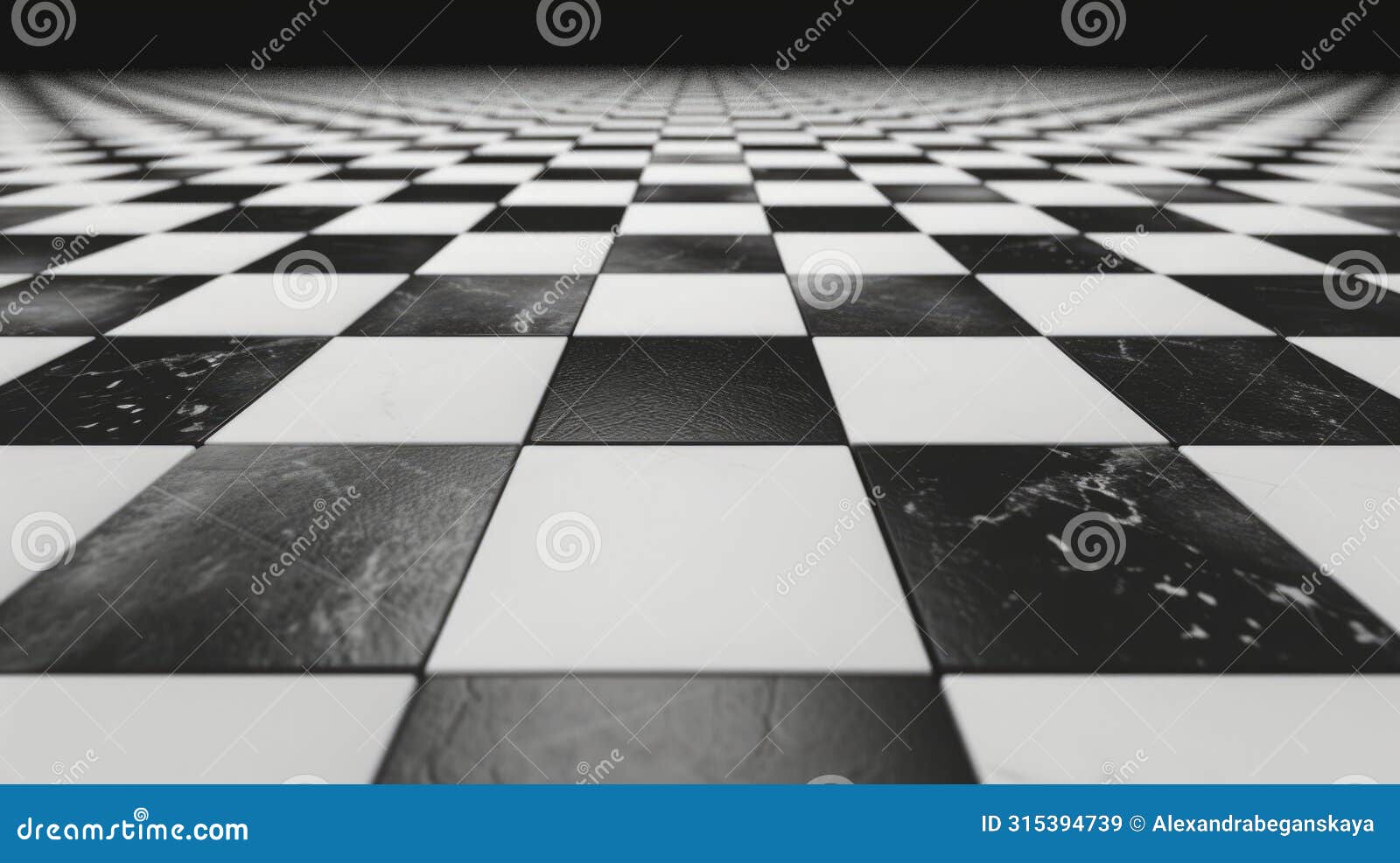 Infinite Black and White Tiled Floor Perspective Stock Illustration ...