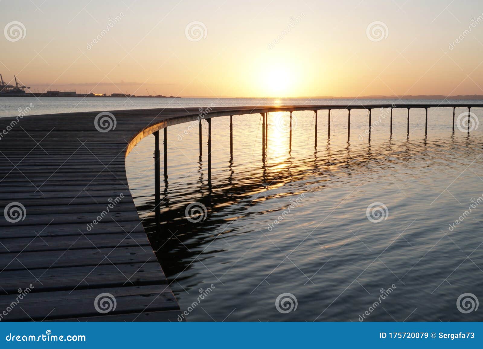 The Infinite Bridge at Sunrise , Aarhus Stock Image - Image of travel ...