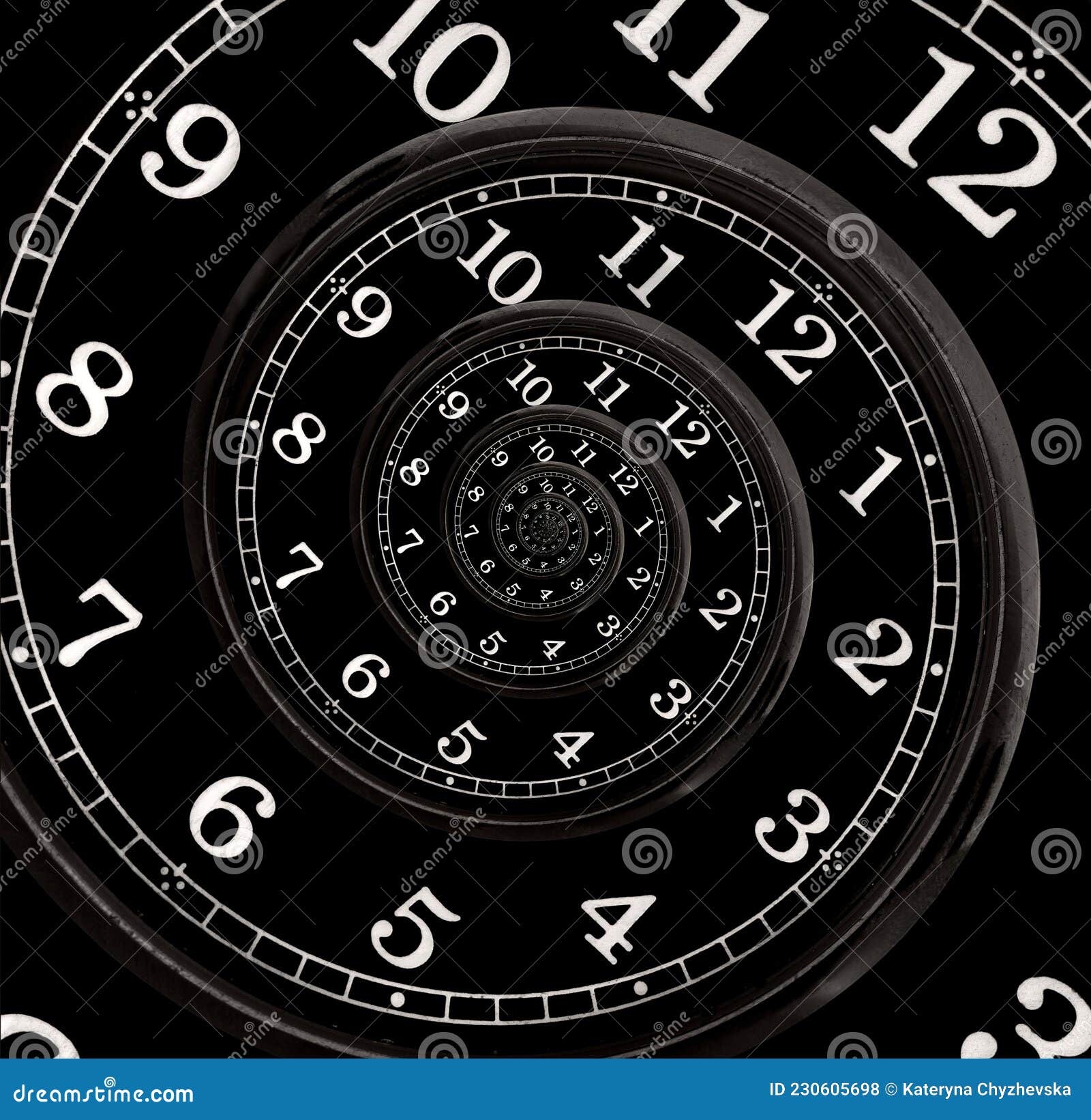 Infinite Clock Spiral Droste Effect Abstract Background Stock ...