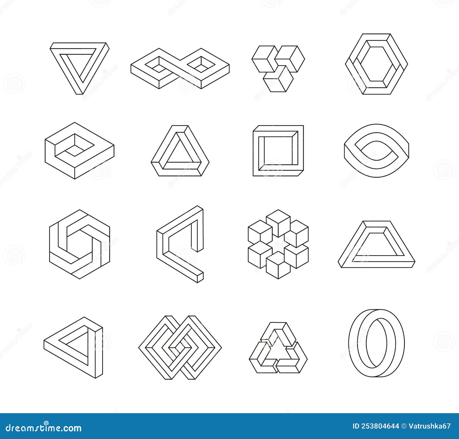 Infinite Figures. Abstract Impossible Geometry Graphic Design, Linear ...