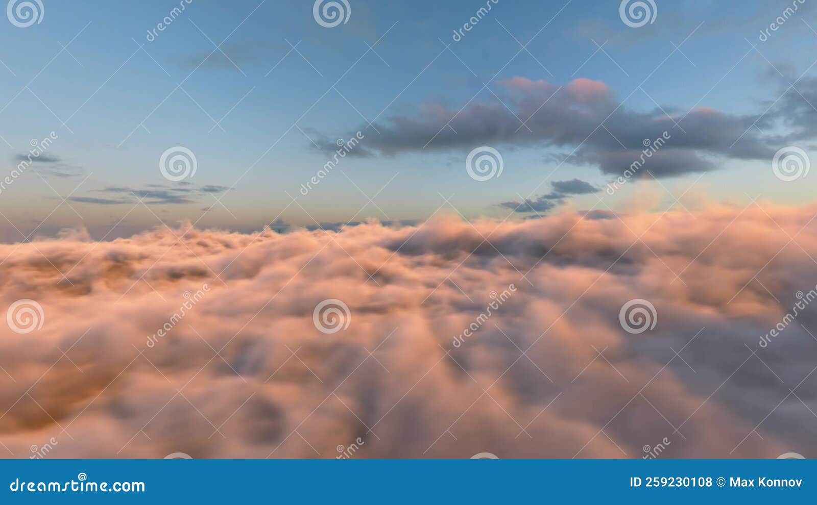 Infinite Fly Above the Cinematic Dusk Clouds Sunset Background Seamless ...