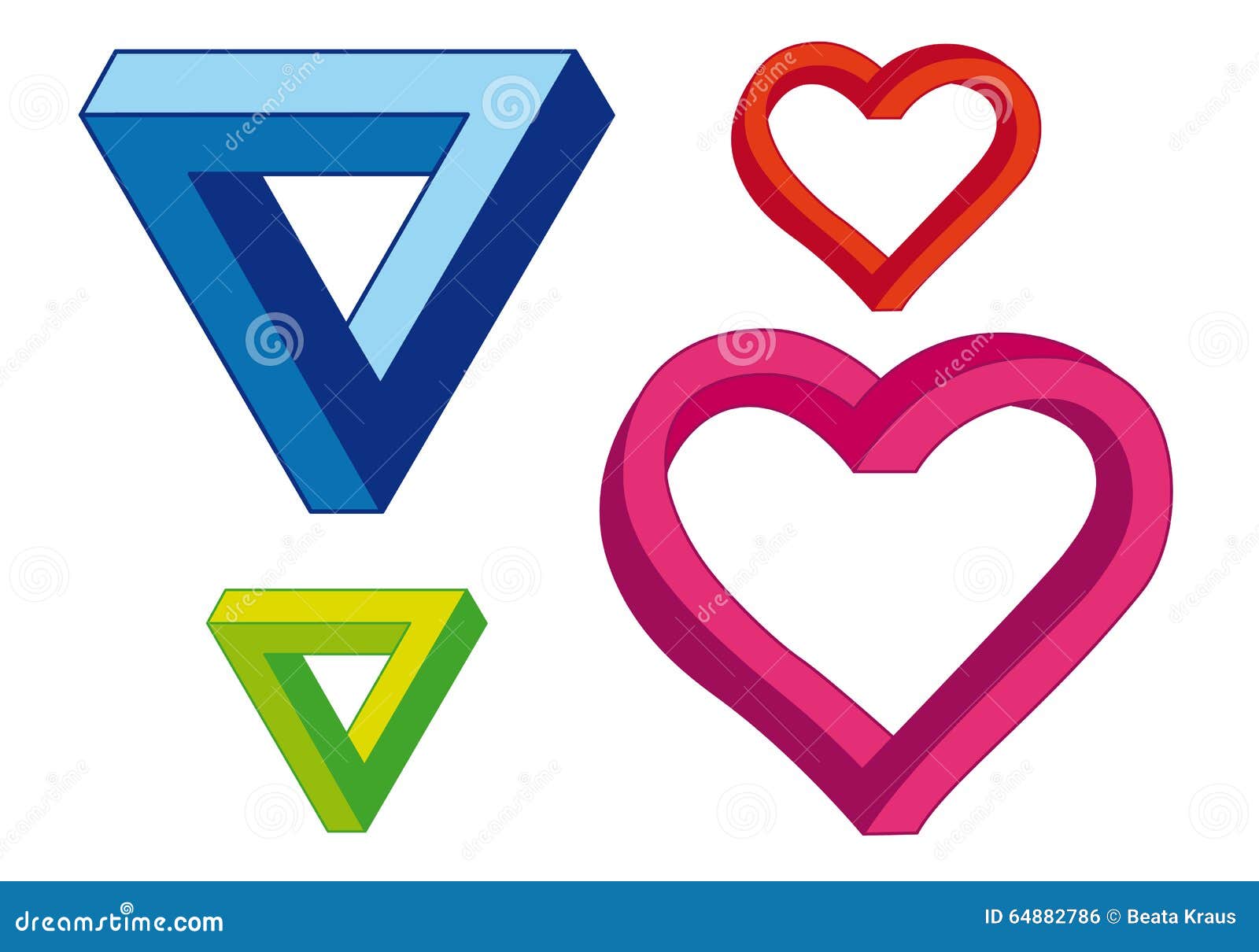 Infinite Heart and Triangle, Vector Set Stock Vector - Illustration of ...