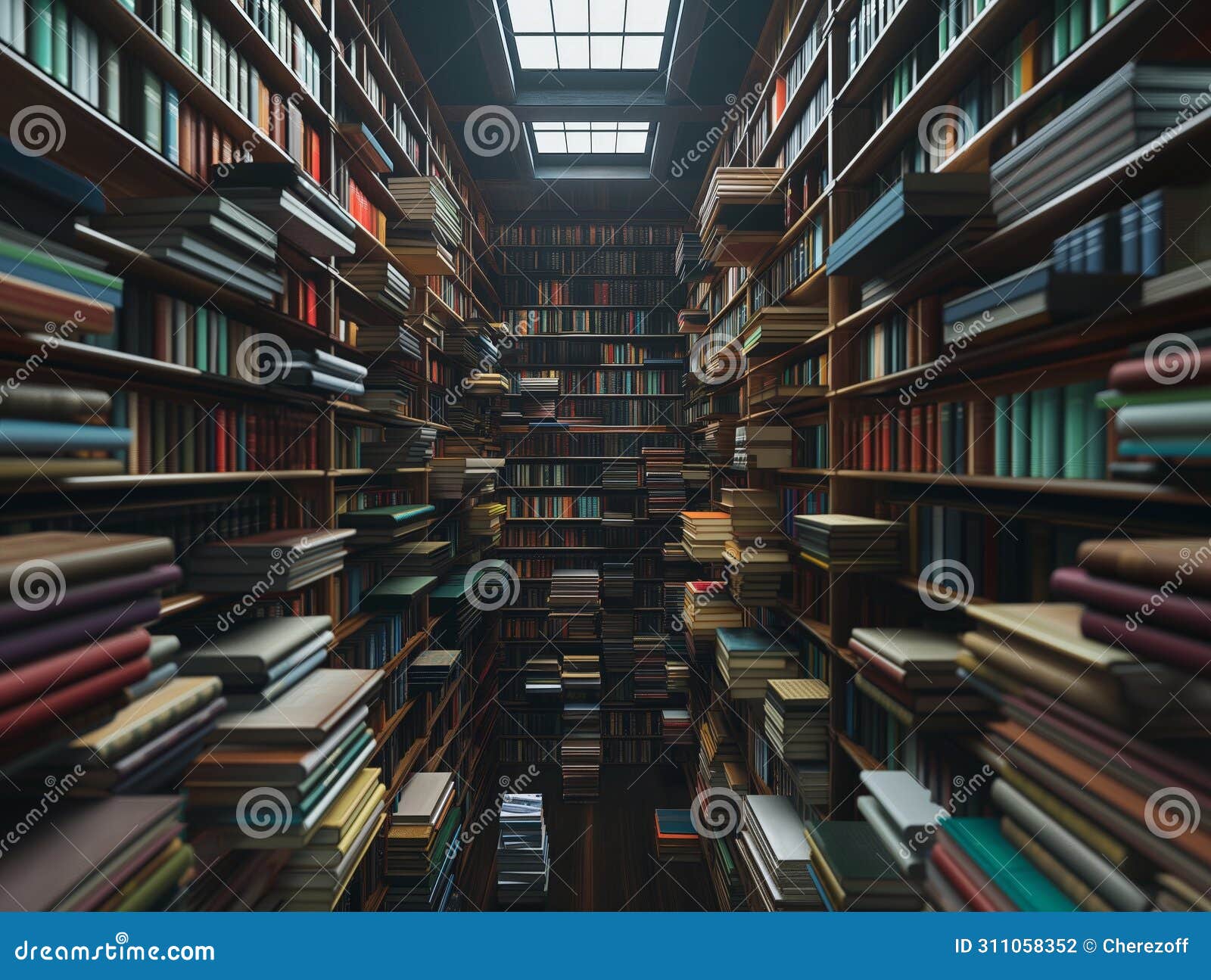 Infinite Library Corridor stock photo. Image of information - 311058352