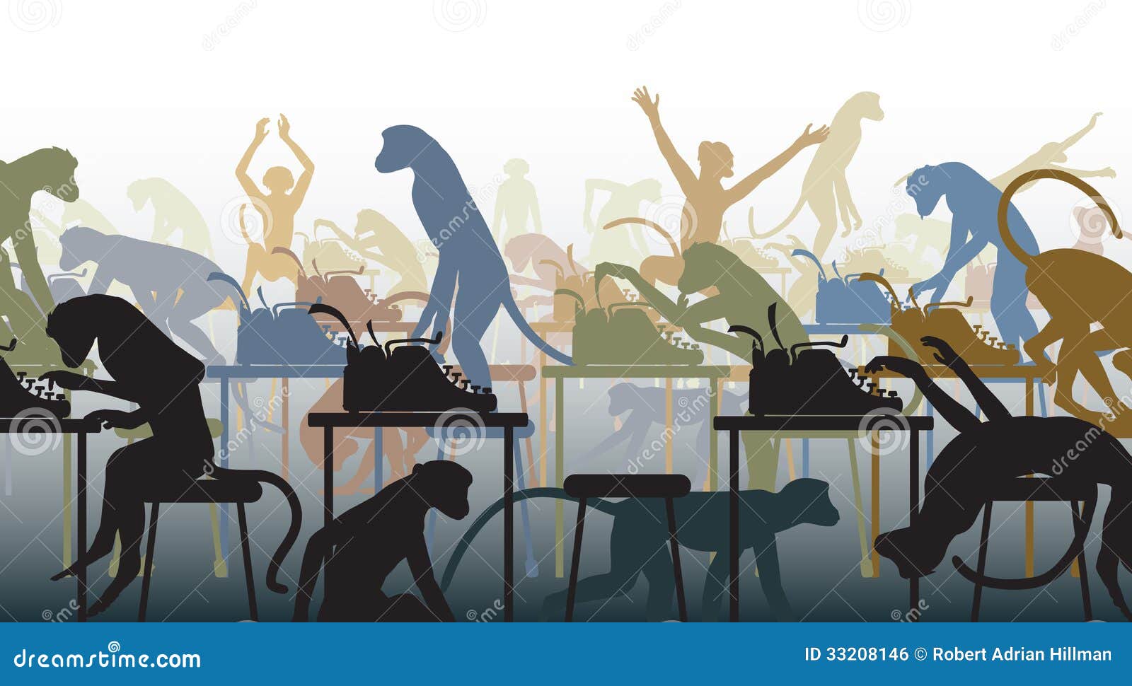 Infinite monkeys stock vector. Illustration of animal - 33208146