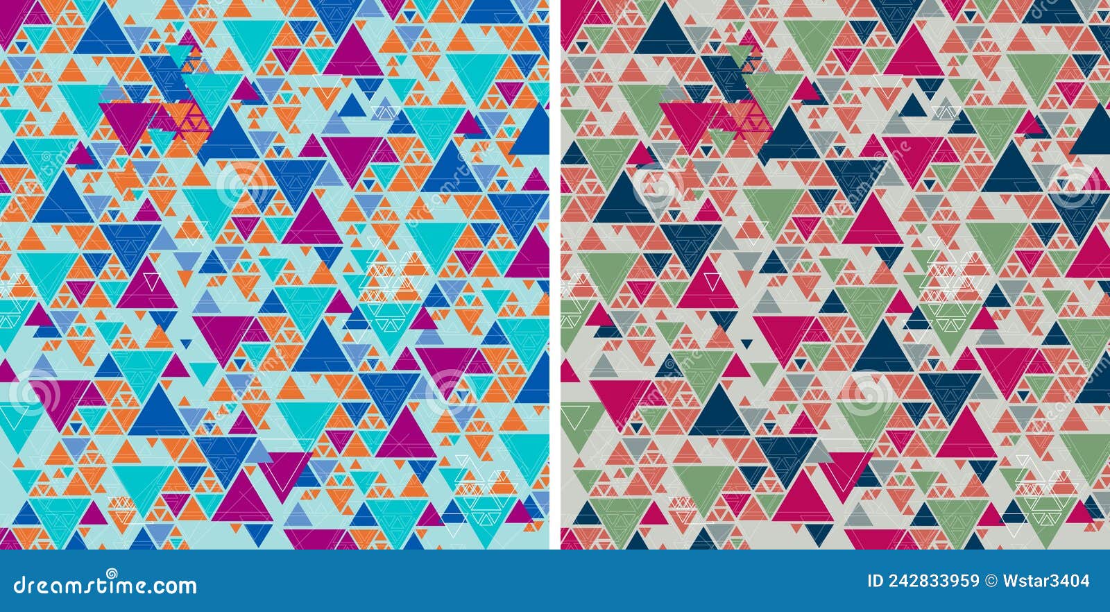 Infinite Multicolor Geometric Triangle Pattern Set Stock Vector ...