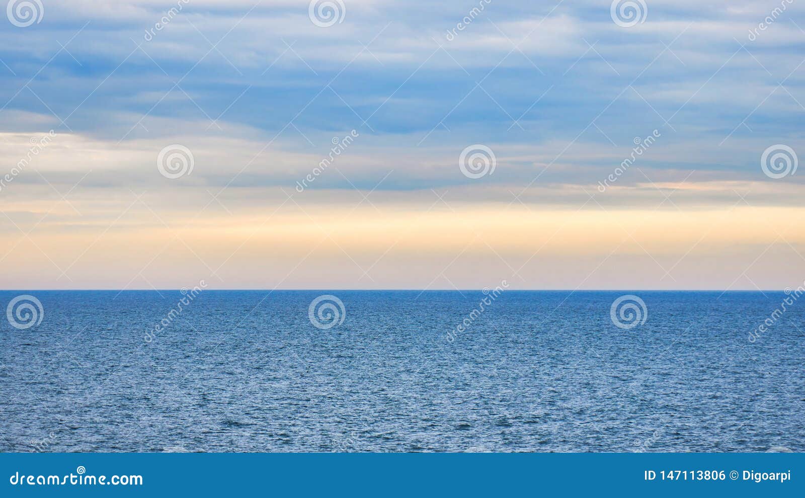 Infinite Ocean Landscape in a Cloudy Sunset Time Stock Photo - Image of ...