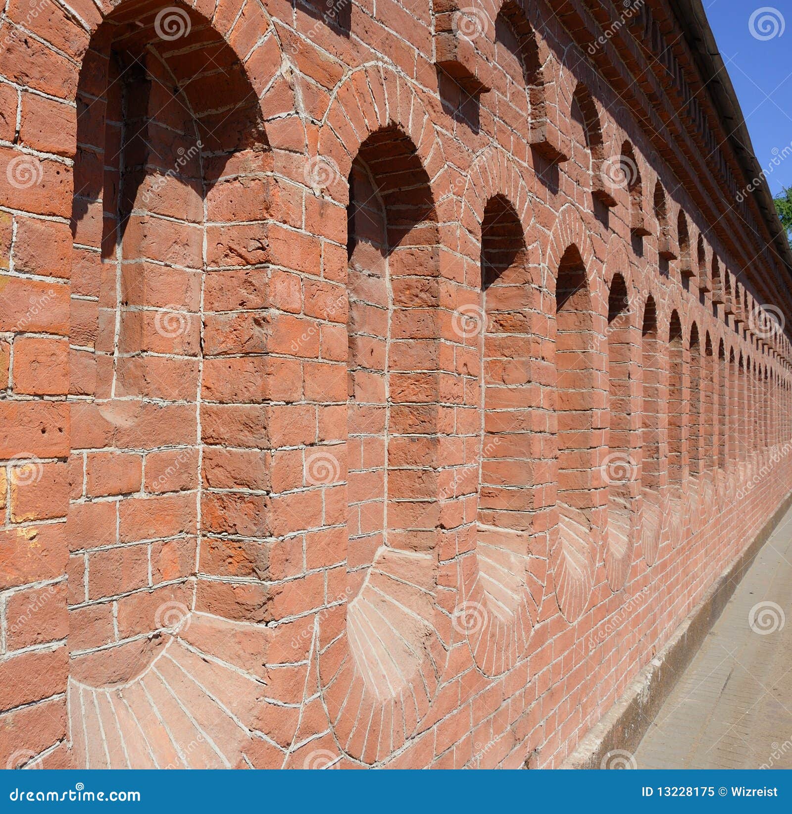 Infinite Red Brick Wall stock image. Image of museum - 13228175