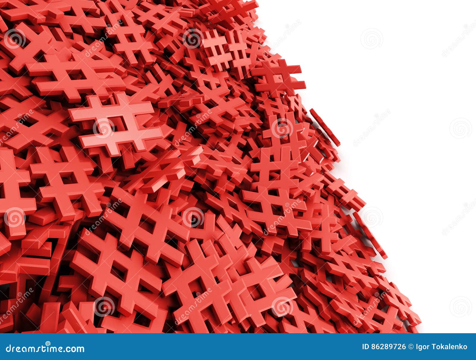 Infinite Red Hashtag on a Plane Original 3d Rendering Illustration ...