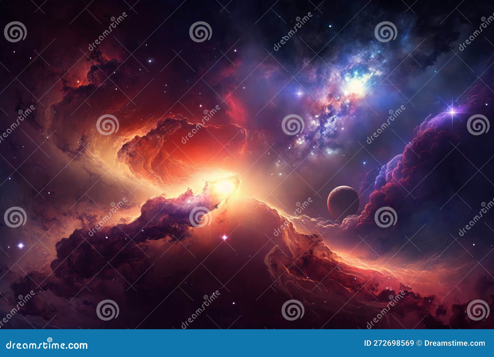 Infinite Space Background with Nebulas and Stars Stock Illustration ...